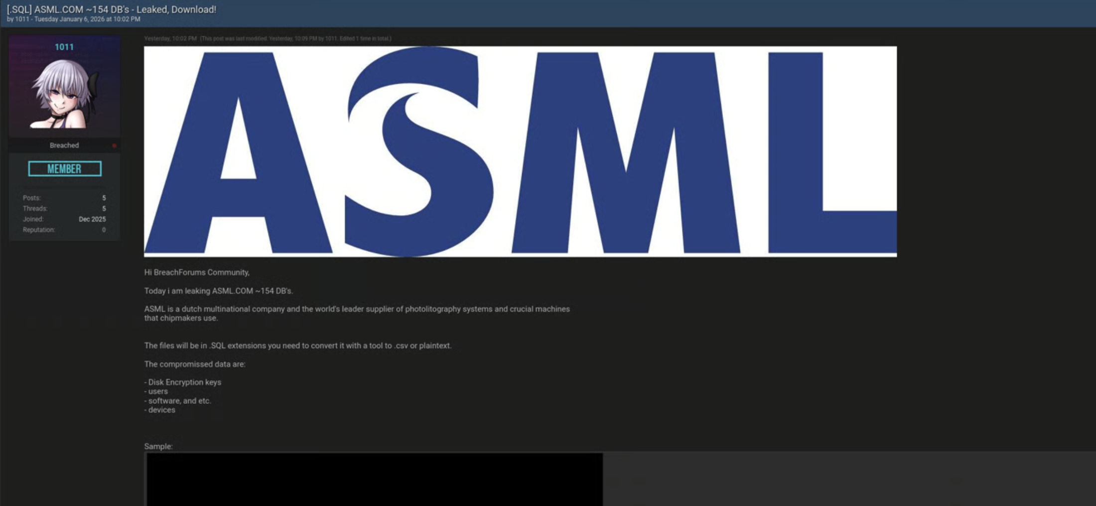 Pseudo-hacker repeats fabricated NordVPN leak scheme in a Fake ASML “breach - HackYourMom